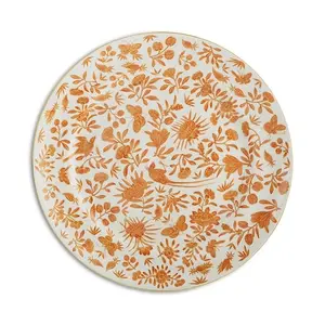 MOTTAHEDEH Sacred Bird & Butterfly Orange Bread And Butter Plate - Orange White
