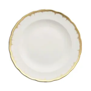 MOTTAHEDEH Chelsea Feather Gold Dinner Plate - White