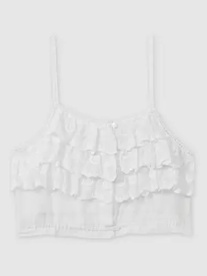 Mille 100% Cotton Ruffle Crop Top
