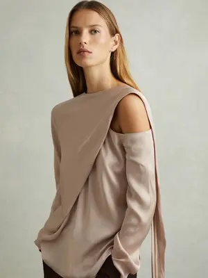 REISS Lauren Off-the-shoulder Drape Top