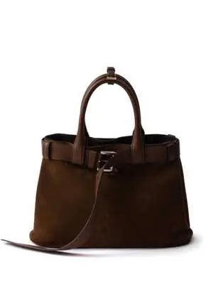 Prada Medium Suede Bag With Belt Detail - Brown
