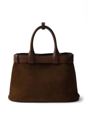 Prada Medium Suede Bag With Belt Detail - Brown