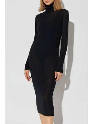 JIL SANDER Ribbed High-neck Midi Dress