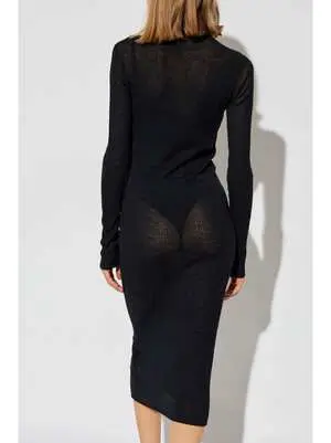 JIL SANDER Ribbed High-neck Midi Dress