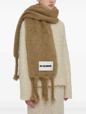 JIL SANDER Fringed Brushed Scarf - Brown