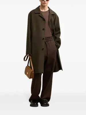 AMI Paris Single-breasted Felted Coat - Brown