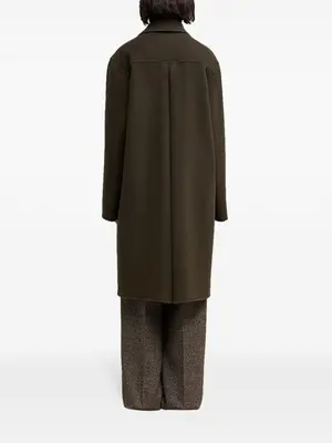 AMI Paris Single-breasted Felted Coat - Brown