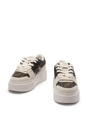 Fendi Zucca-motif Panelled Sneakers - Brown