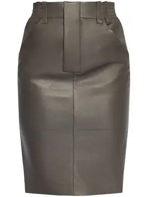 Saint Laurent Leather Pencil Skirt - Grey
