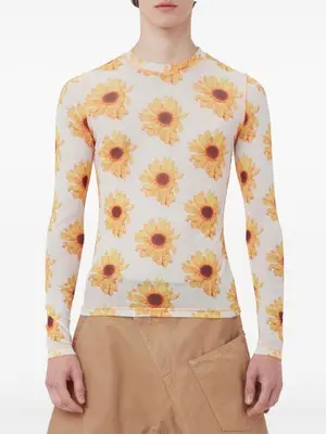 JW Anderson Floral-print Sheer Top - White