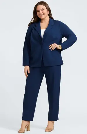 Foxcroft Morgan Crepe Knit Blazer - Navy