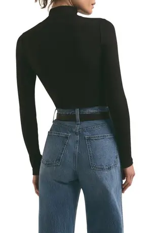 FAVORITE DAUGHTER Long Sleeve Ribbed Mock Neck Top