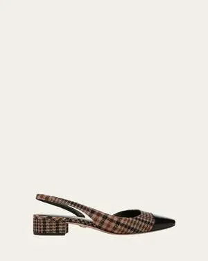 Veronica Beard Veronica Beard Cecile Plaid Ballerina Flats - Camel/red