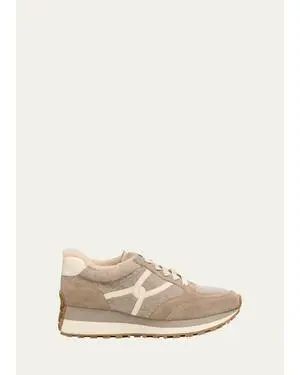 Veronica Beard Valentina Retro Runner Sneakers - Ltgray
