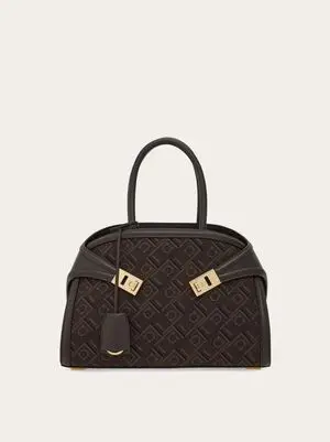 FERRAGAMO Monogram Hug Handbag - Brown