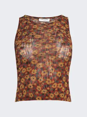 Saint Laurent Floral Print Tank Top - Bordeaux