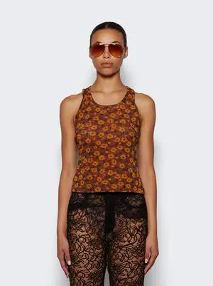 Saint Laurent Floral Print Tank Top