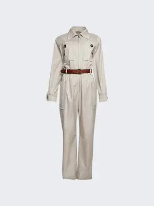 Saint Laurent Cotton Twill Jumpsuit - Beige