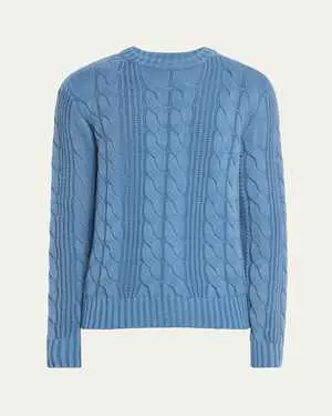 Iris Von Arnim Men's Cosimo Cashmere Cable Crewneck Sweater - Lake Sw