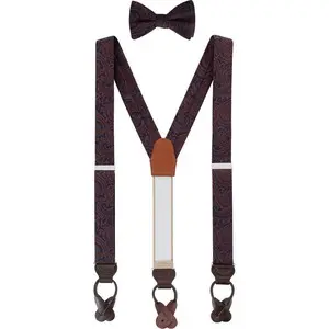 Trafalgar Trafalgar Sobee Paisley Silk Brace And Bow Tie Set Brown