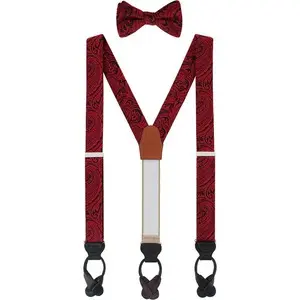 Trafalgar Trafalgar Sobee Paisley Silk Brace And Bow Tie Set Red
