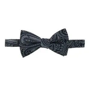 Trafalgar Sobee Paisley Silk Bow Tie & Pocket Square Set - Black