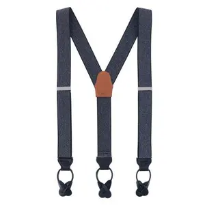 Trafalgar Silas Classic Herringbone Elastic Button End Suspender - Black