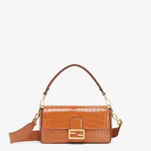 Fendi BaguetteBrown Crocodile Leather Bag - Brown
