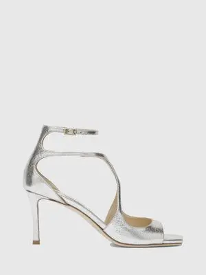 JIMMY CHOO Azia Laminated Leather Stiletto Sandals