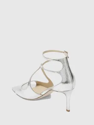 JIMMY CHOO Azia Laminated Leather Stiletto Sandals
