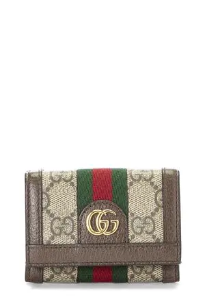 Gucci Original Gg Supreme Canvas Ophidia Compact Wallet - Brown