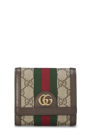 Gucci Original Gg Supreme Canvas Ophidia Compact Wallet - Brown