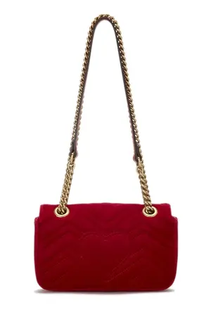 Gucci Velvet Gg Marmont Shoulder Bag - Red