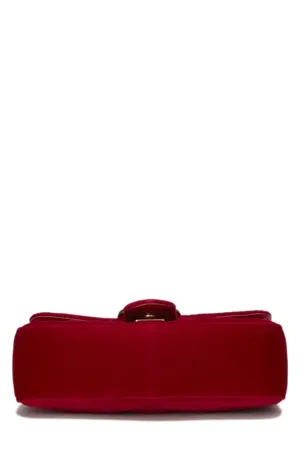 Gucci Velvet Gg Marmont Shoulder Bag - Red