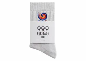Kith Olympics Heritage Seoul Mid Crew Sock - Light Heather Grey
