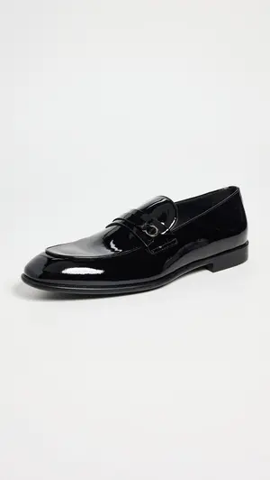 FERRAGAMO Patent Leather Formal Loafers - Nero