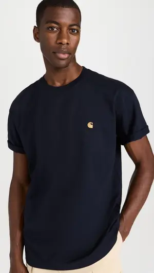 Carhartt Work In Progress Short Sleeve Chase T-shirt - Dark Navy/gold