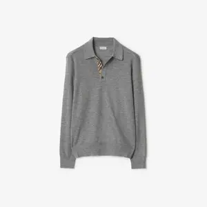 Burberry Long-sleeve Wool Polo Shirt - Grey