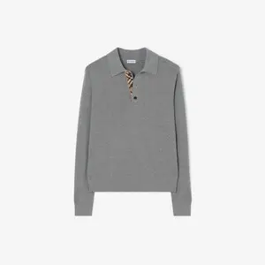 Burberry Long-sleeve Wool Polo Shirt - Grey