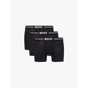 BOSS Branded Waistband Stretch-cotton Boxer Briefs - Black