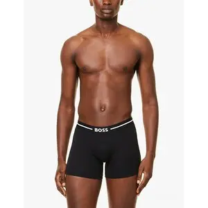 BOSS Branded Waistband Stretch-cotton Boxer Briefs - Black
