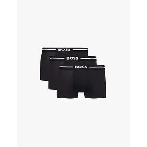 BOSS Branded Waistband Stretch-cotton Boxer Trunks - Black
