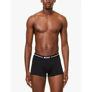 BOSS Branded Waistband Stretch-cotton Boxer Trunks - Black
