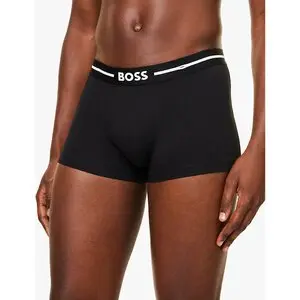 BOSS Branded Waistband Stretch-cotton Boxer Trunks - Black