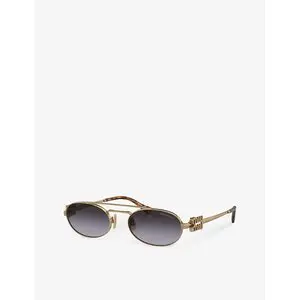 Miu Miu Mu 54zs Oval Sunglasses - Gold