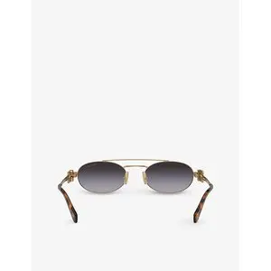 Miu Miu Mu 54zs Oval Sunglasses - Gold