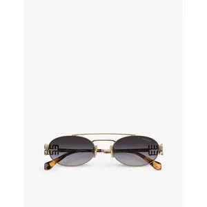 Miu Miu Mu 54zs Oval Sunglasses - Gold