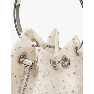 JIMMY CHOO Bon Bon Crystal-embellished Bucket Bag - White/crystal