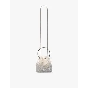 JIMMY CHOO Bon Bon Crystal-embellished Bucket Bag - White/crystal