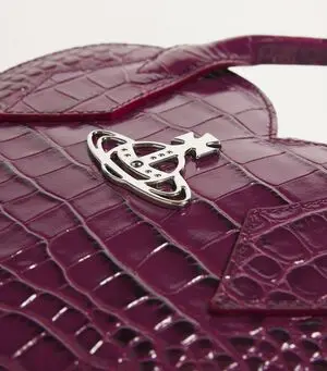 Vivienne Westwood Leather Croc-Embossed Heart Bag - Purple